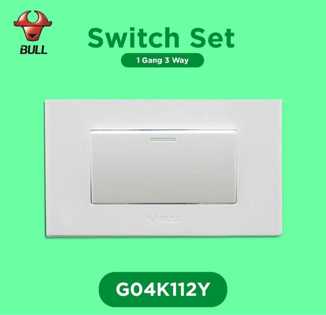 BULL 1 Gang 3 Way Wall Switch G04K112Y White and Dark Grey, Furniture ...