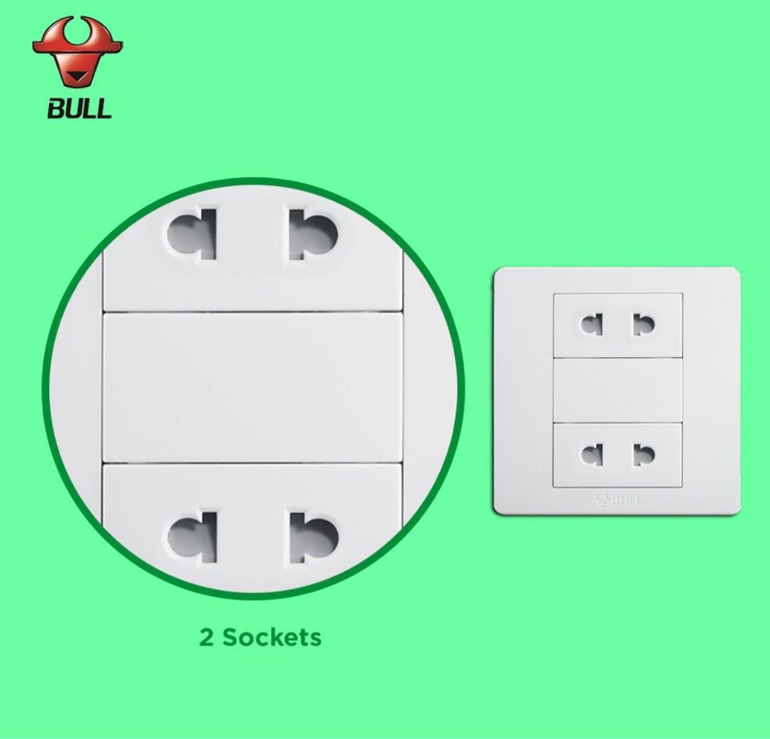 BULL 2 Gang 2-Pin Socket G06Z222, TV & Home Appliances, Electrical ...