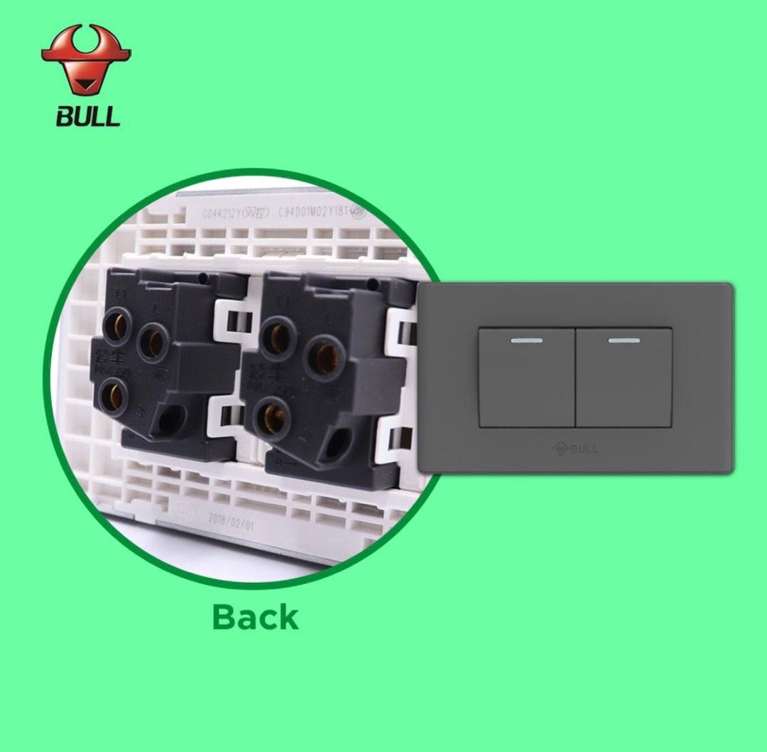 BULL 2 Gang 3 Way Wall Switch G04K212Y White and Dark Grey, Furniture ...