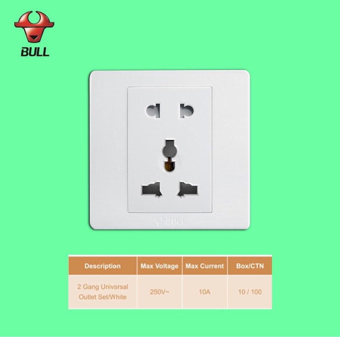 BULL 2 Gang Combined Socket G06Z225, TV & Home Appliances, Electrical ...