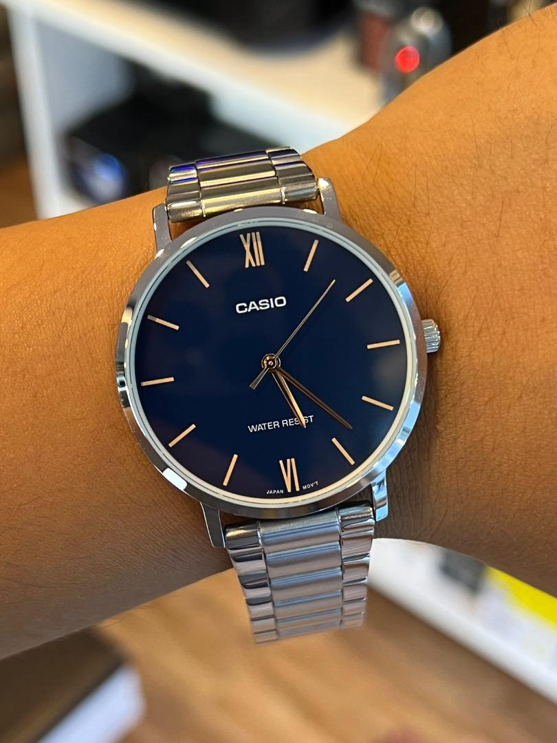 CASIO Analog Stainless Steel Men's Watch MTP-VT01D-2B, Men's Fashion, Watches & Accessories ...