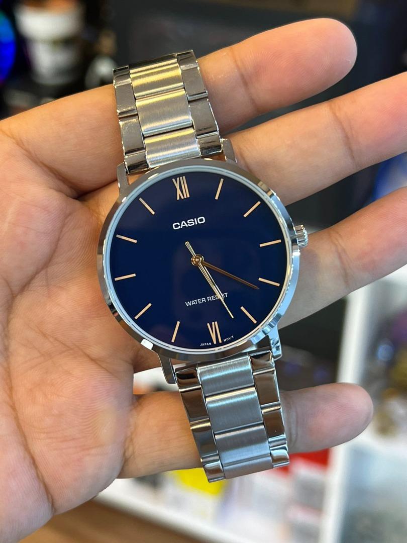 CASIO Analog Stainless Steel Men's Watch MTP-VT01D-2B, Men's Fashion ...