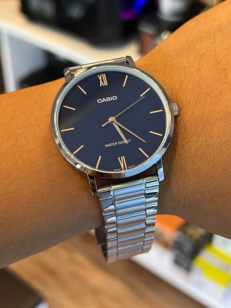 CASIO Analog Stainless Steel Men's Watch MTP-VT01D-2B, Men's Fashion ...