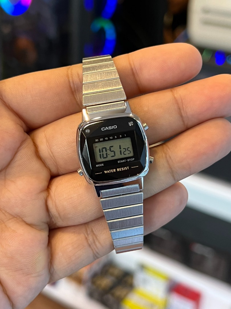 CASIO Digital Natural Diamond Stainless Steel Ladies Watch LA-670WAD-1 ...