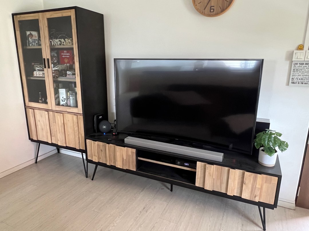 Castlery Reed TV Console and High Board Display Cabinet, Furniture ...