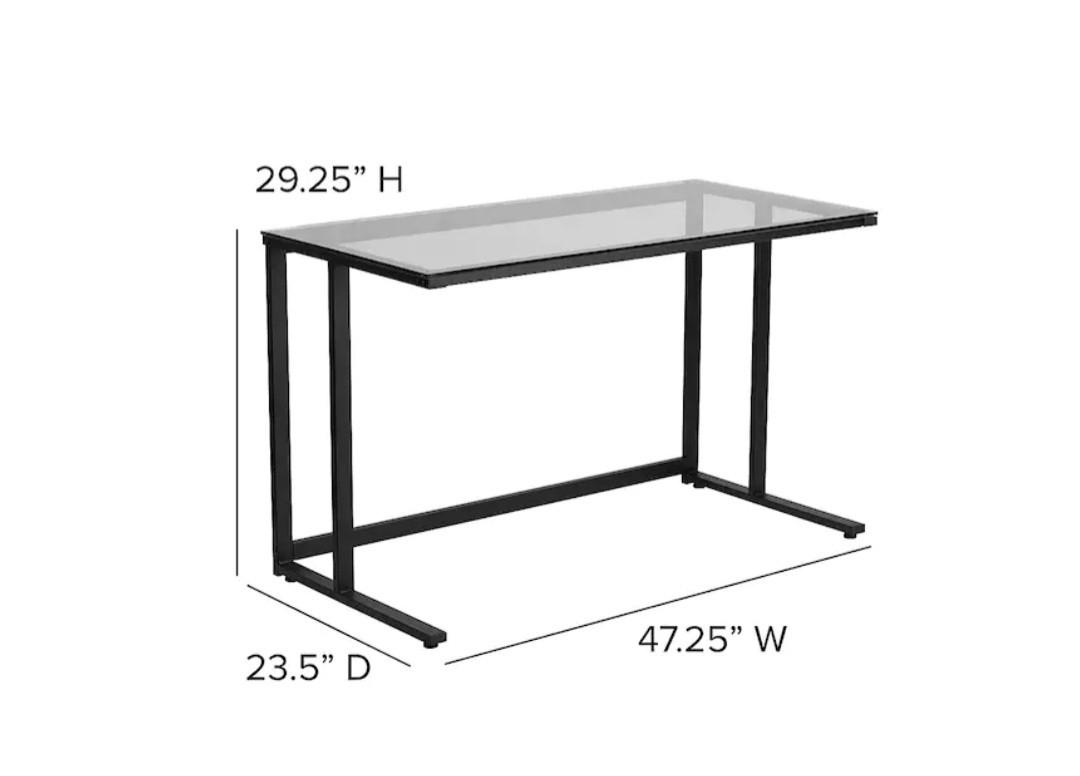CB2 Glass Study Desk with Black Pedestal Metal Frames, Furniture & Home ...