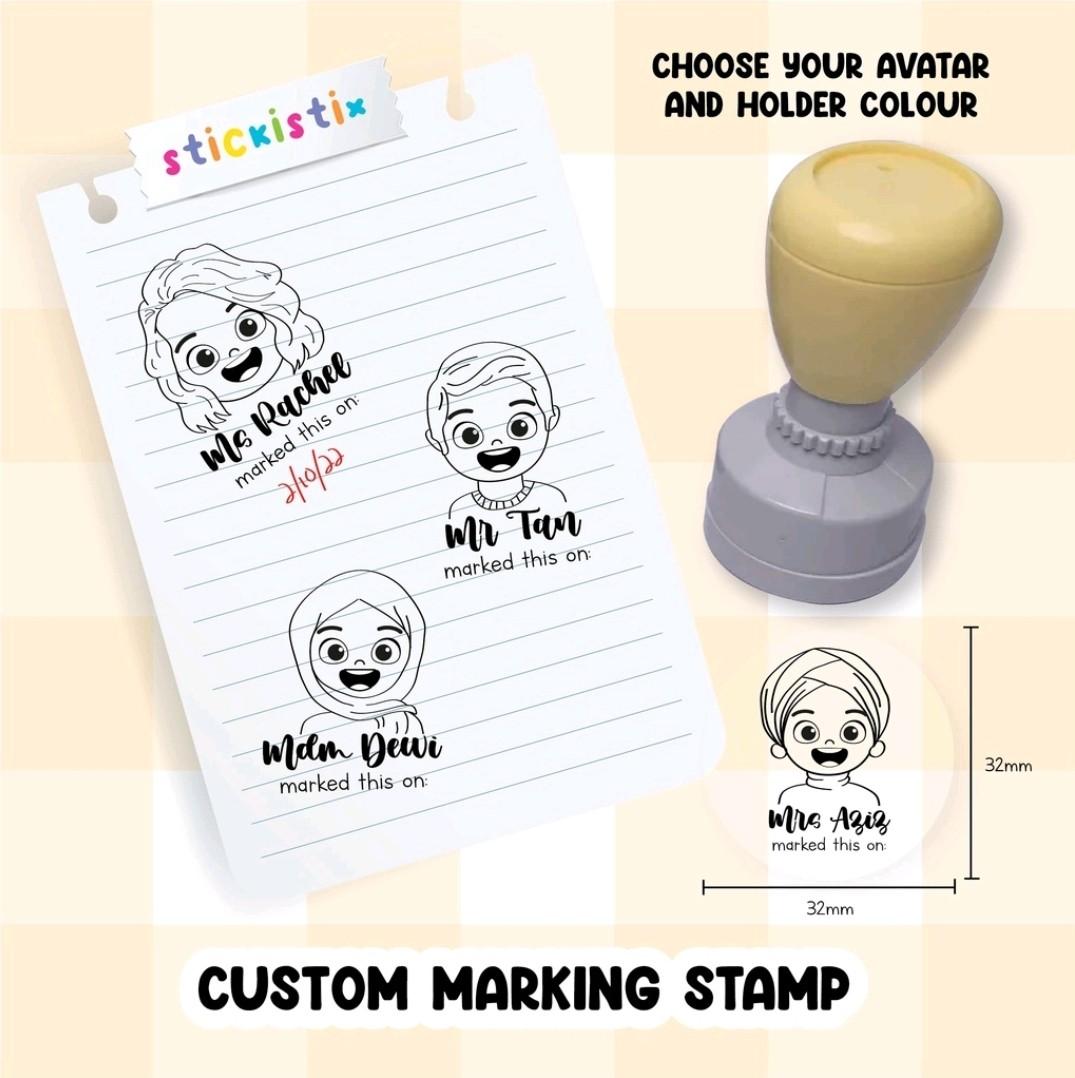 Custom Teacher Marking Stamp | 32mm Round Pastel Stamp | Customised ...