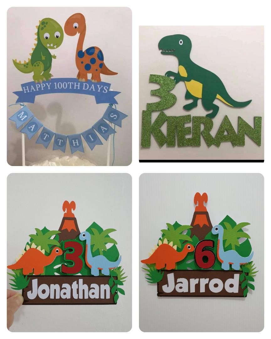 Customised cake topper Dinosaur theme, Hobbies & Toys, Stationery ...