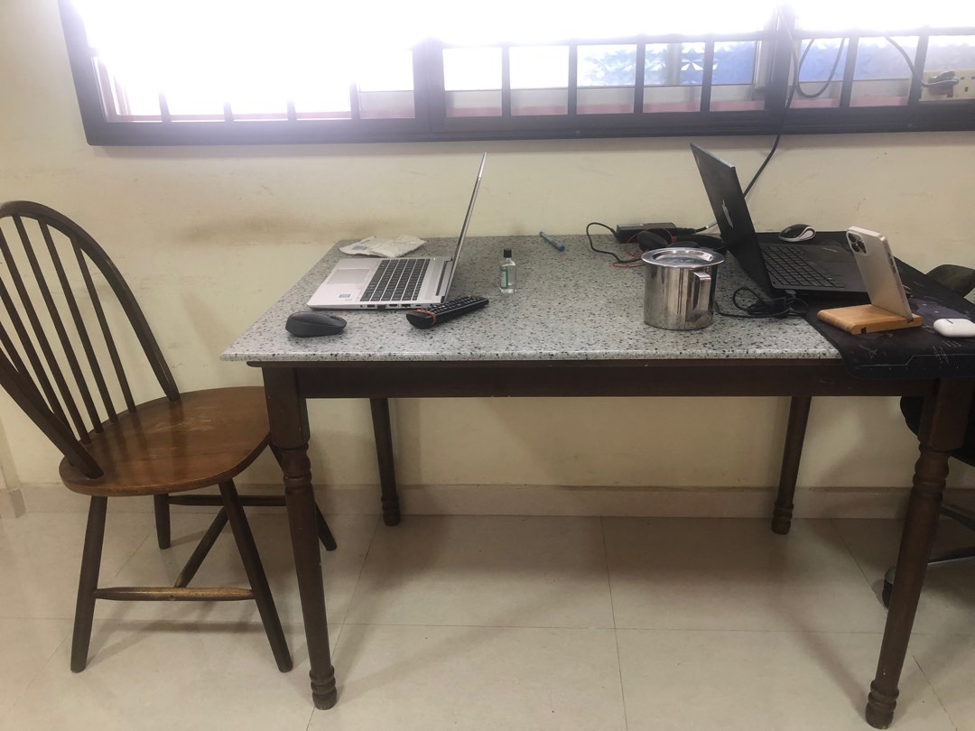 Dining table and 2 chars $50, Furniture & Home Living, Furniture ...