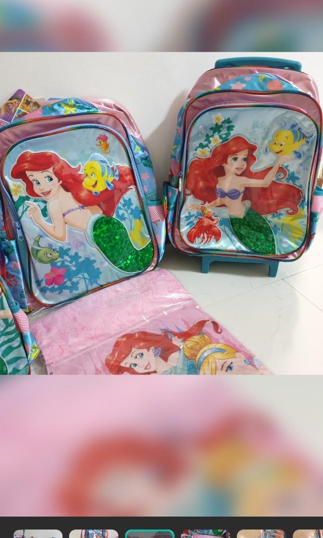Disney princess mermaid ariel bags backpack trolley, Babies & Kids ...