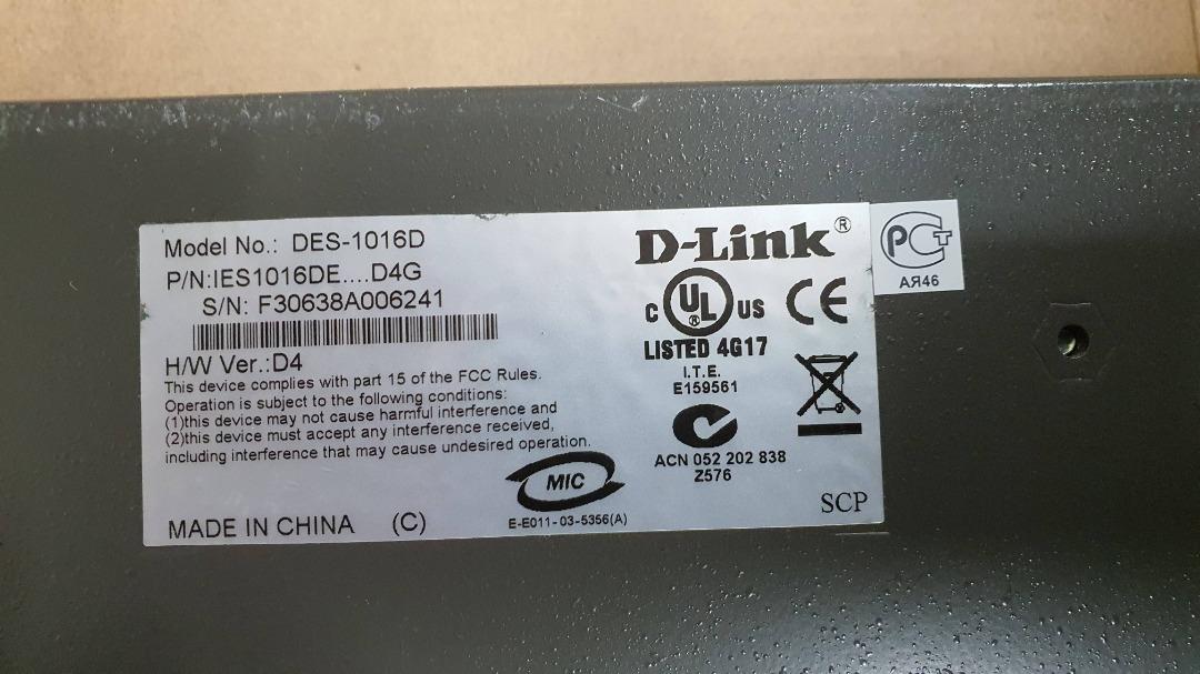 D-Link DES-1016D 16 Port 10/100Mbps Desktop Switch, Computers & Tech ...