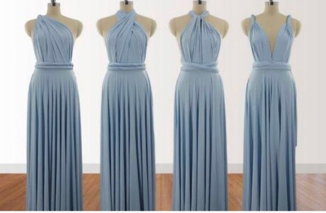 Dusty Blue Infinity Dress with Tube, Women's Fashion, Dresses & Sets ...