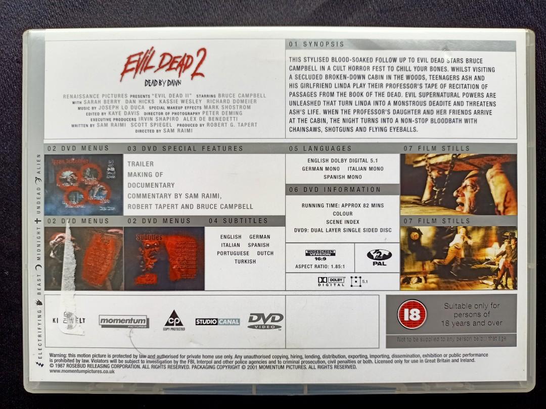 DVD Evil Dead 2, Hobbies & Toys, Music & Media, CDs & DVDs on Carousell