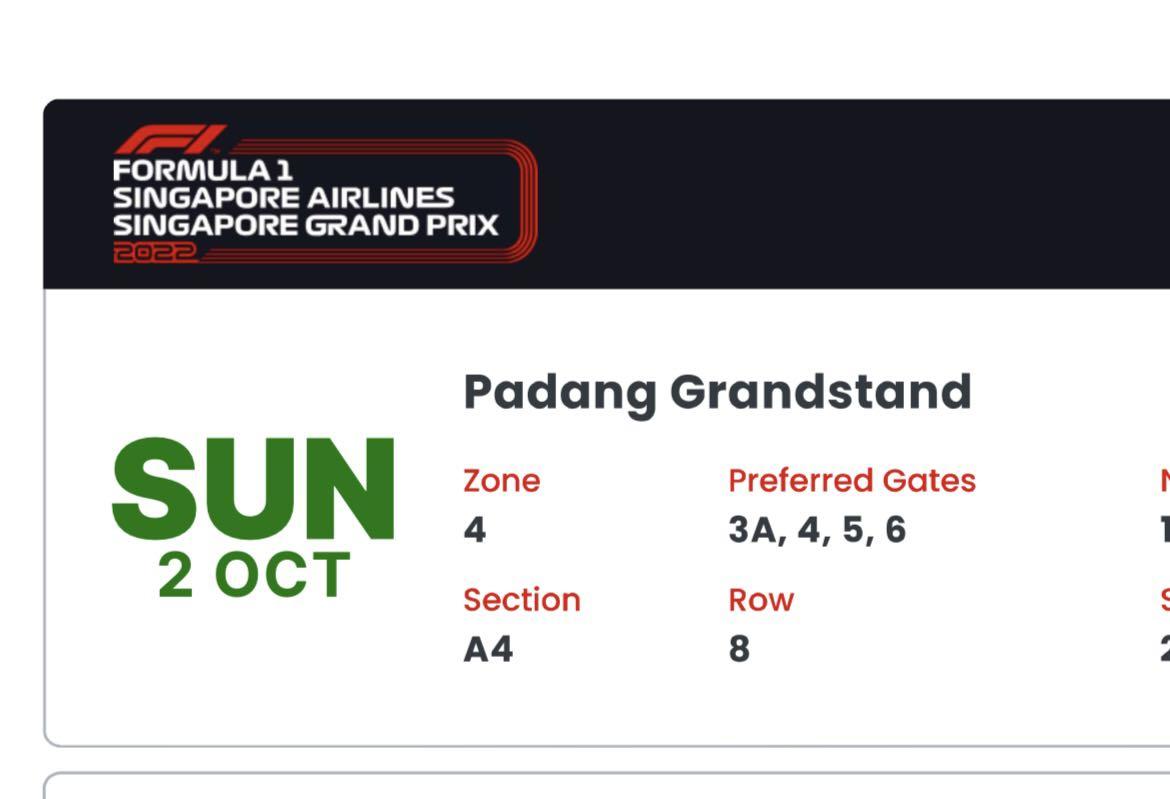 F1 Padang Grandstand, Tickets & Vouchers, Event Tickets on Carousell