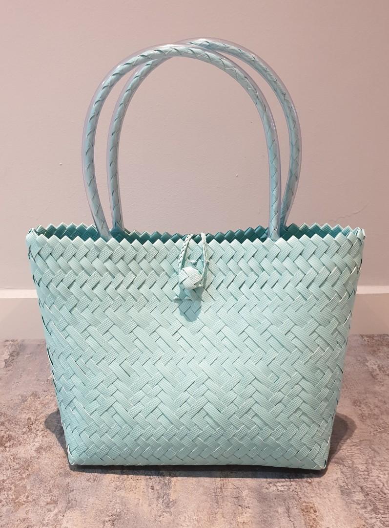 Handmade weaved bag - Pastel blue colour, Women's Fashion, Bags ...