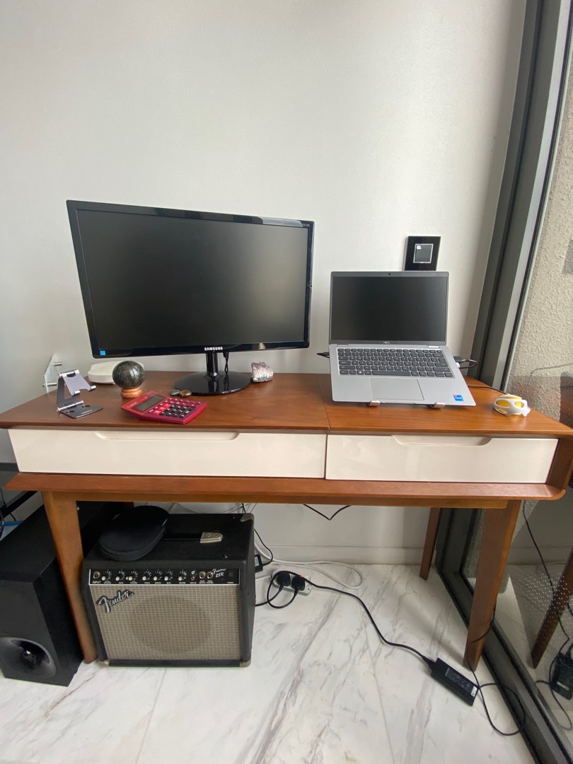 Hardwood table with hidden vanity mirror, Furniture & Home Living ...