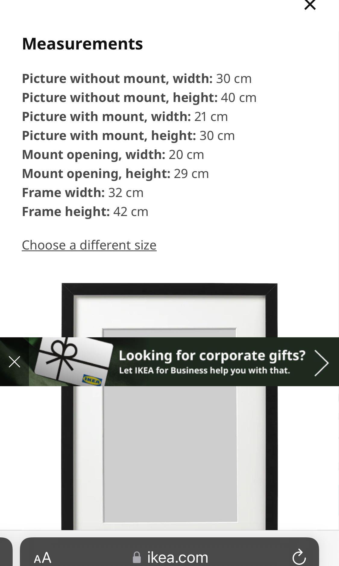 IKEA Ribba black photo frame 30x40 (selling two), Furniture & Home ...