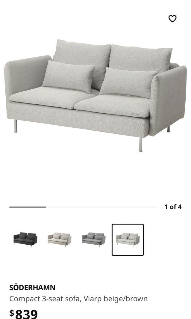 IKEA Soderhamn compact 3 seater, Furniture & Home Living, Furniture ...
