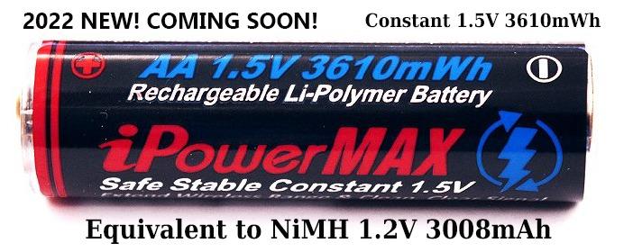 iPowerMAX AA 1.5V 3610mWh Lithium-Polymer AA size Rechargeable battery + charger combo kit ...