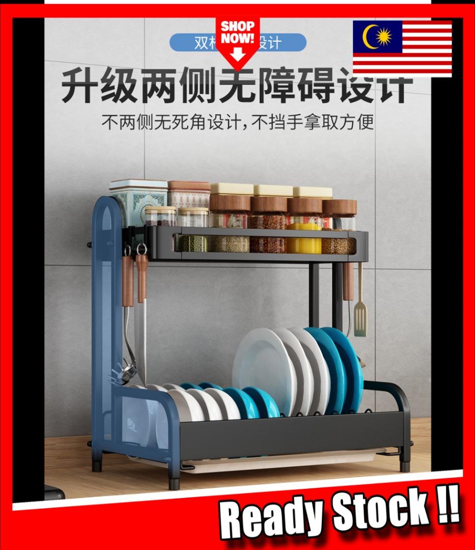 Kitchen Sliding Drawer Rack 2 Tier Pull Out Drawer Counter Top Sink ...