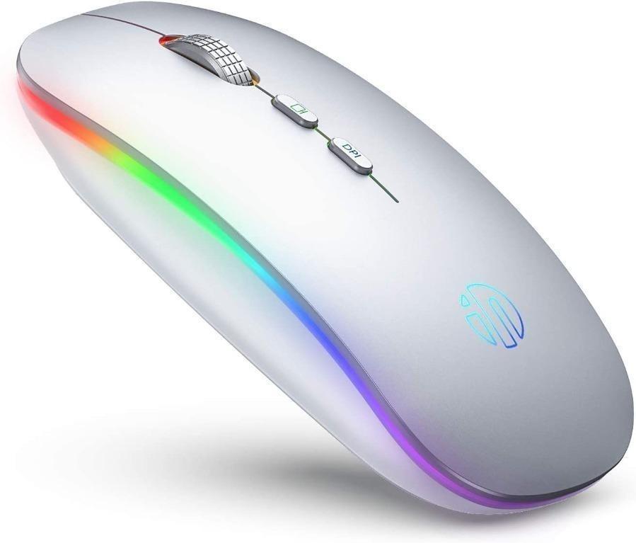 LED Wireless Mouse, Inphic Rechargeable Silent 2.4G Wireless Computer ...