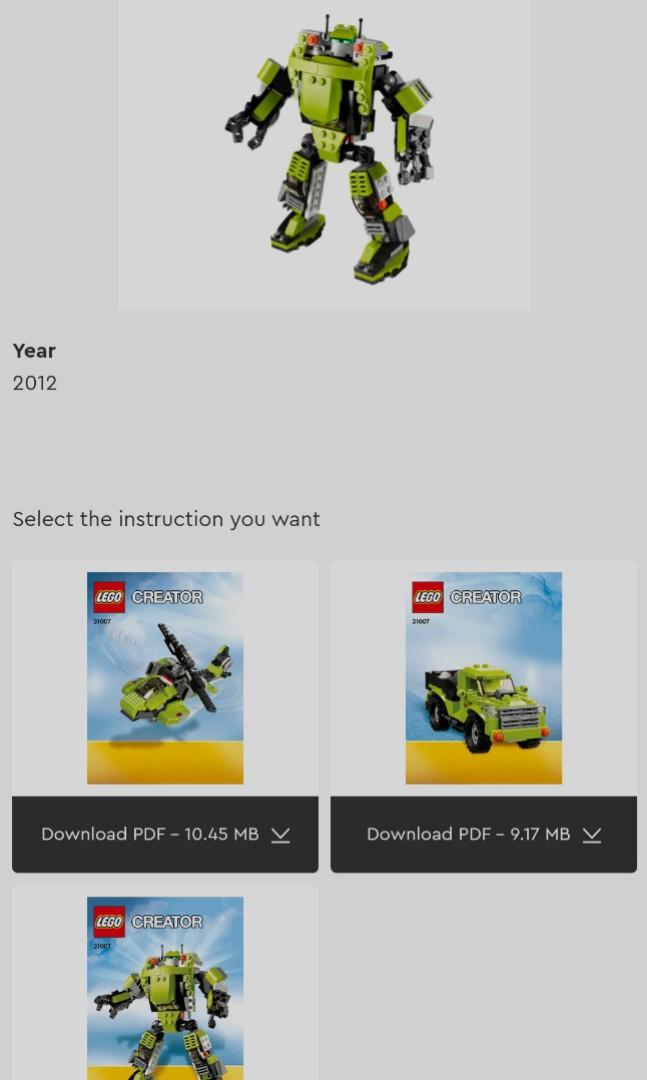 RARE discontinued Lego Creator 31007 Power Mech, Hobbies & Toys, Toys ...