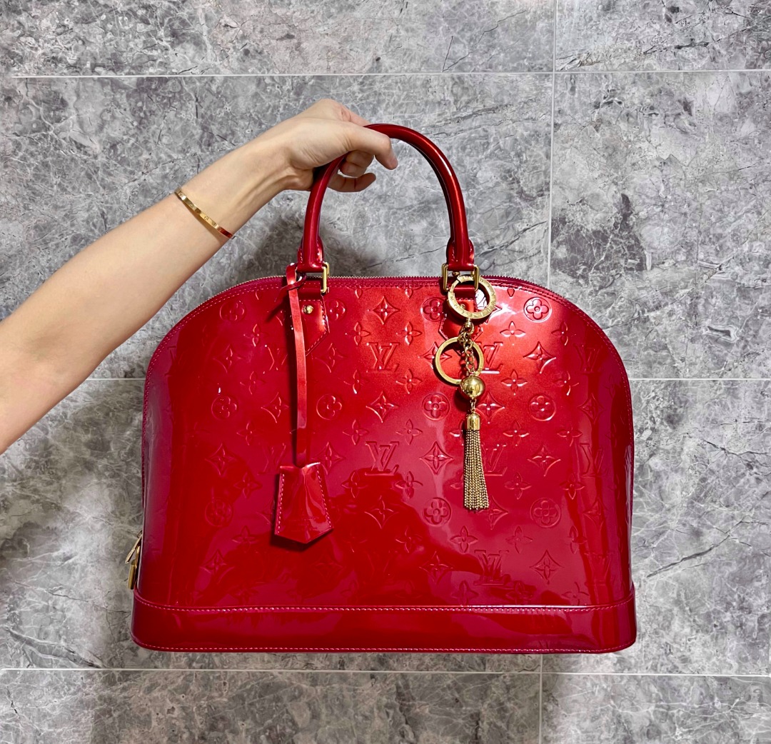 LV Alma Vernis GM Red, Luxury, Bags & Wallets on Carousell
