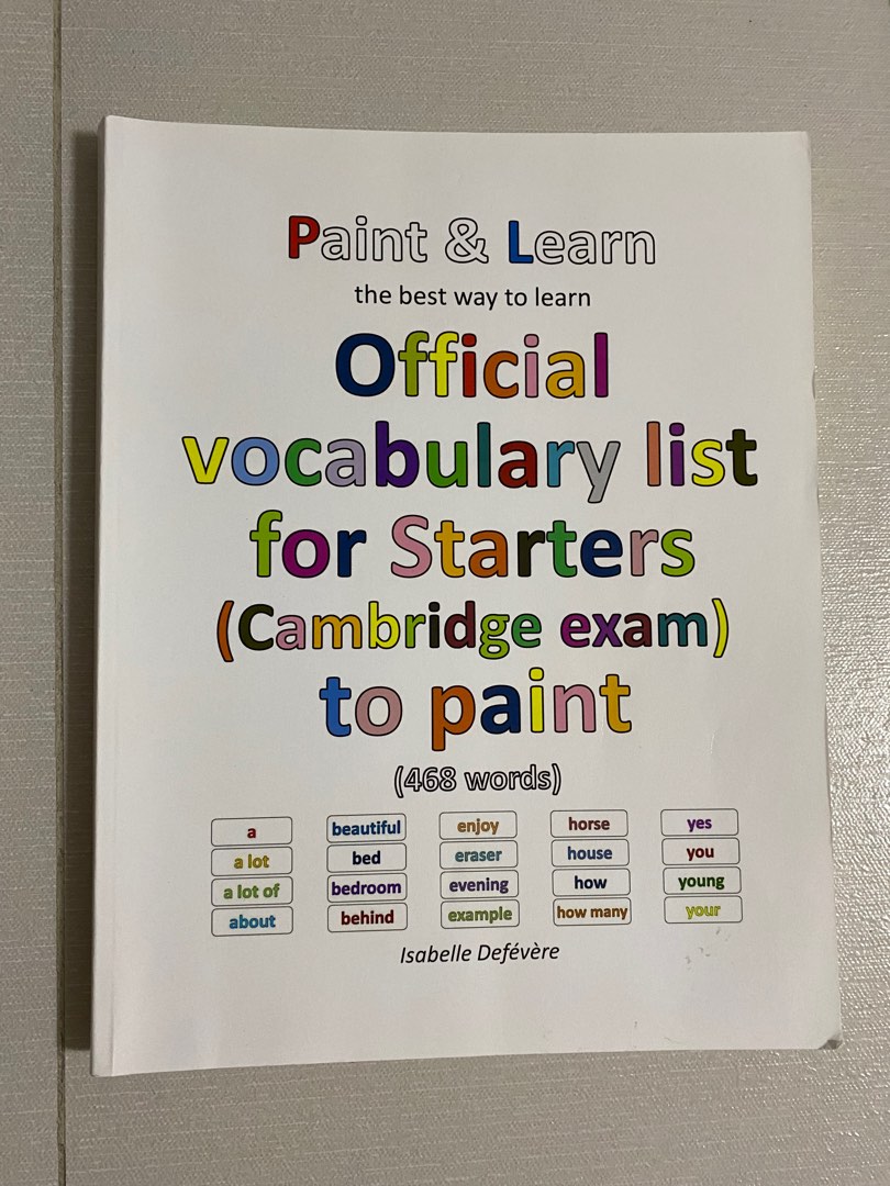 official vocabulary list for starters (Cambridge), 興趣及遊戲, 書本 & 文具, 小朋友書 ...