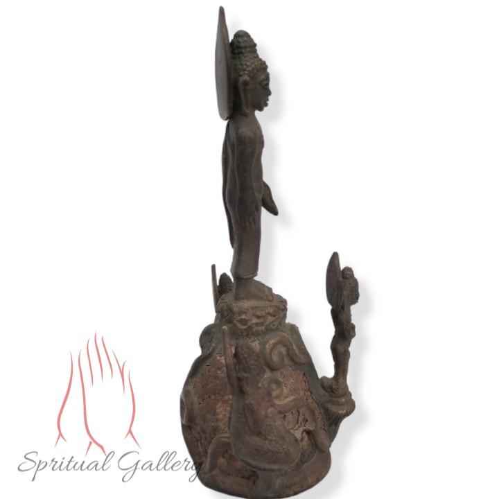 Patung Buddha Budha Arahat perunggu Kombinasi Batu alam kuno, Antik ...