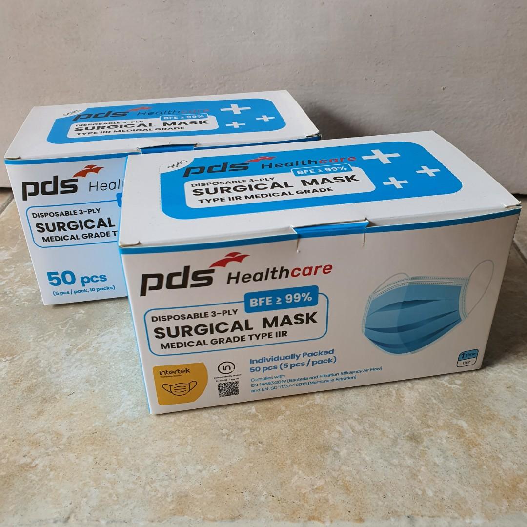 PDS Healthcare Disposable 3-ply Surgical Mask, Health & Nutrition, Face ...