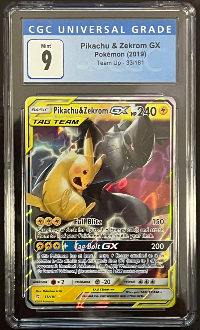 Pikachu & Zekrom GX Team Up CGC 9, Hobbies & Toys, Toys & Games on Carousell