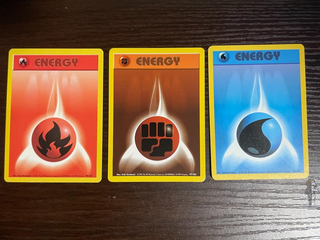 Pokemon base set energy card, 興趣及遊戲, 收藏品及紀念品, 古董收藏 - Carousell