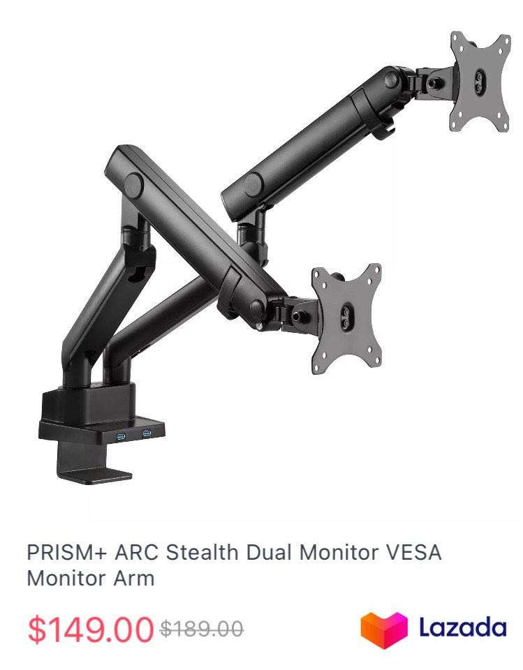 Prism+ Arc stealth dual monitor arm, Computers & Tech, Desktops on ...