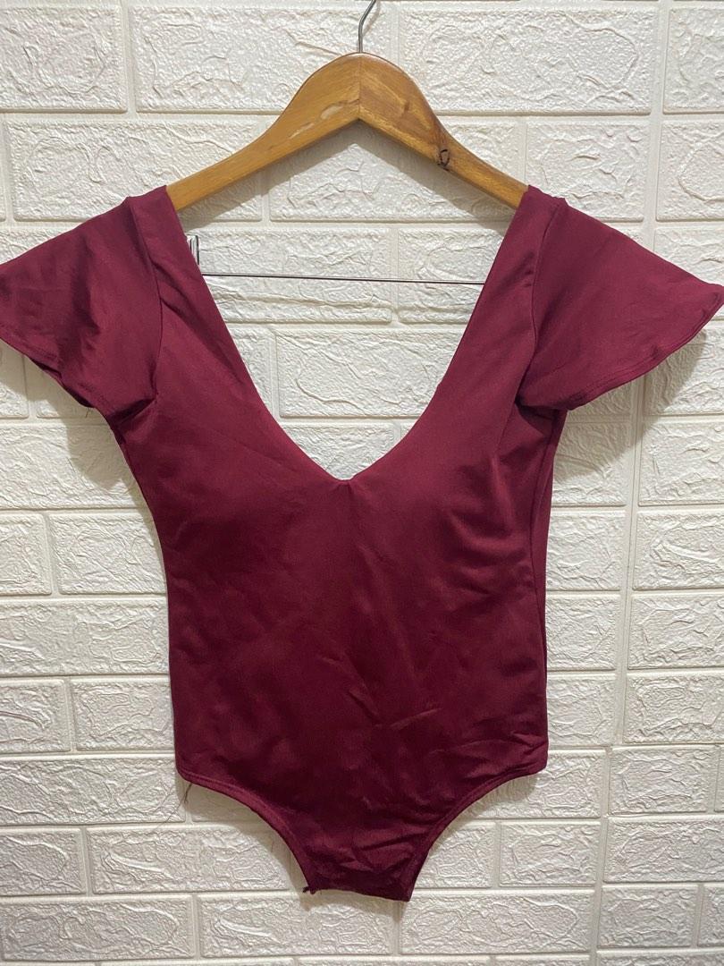 RED MAROON One Piece Swimsuit, Women's Fashion, Swimwear, Bikinis ...