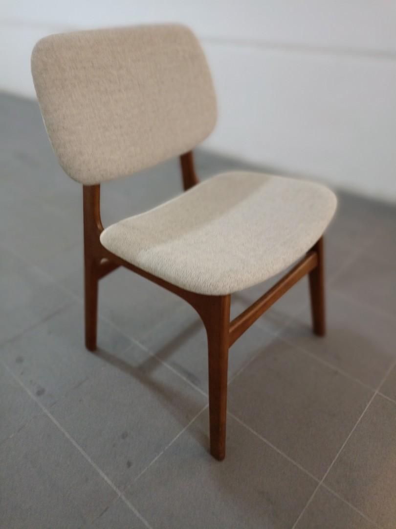 ROFA Solid Wood Chair in WALNUT & Grey Fabric, Furniture & Home Living ...