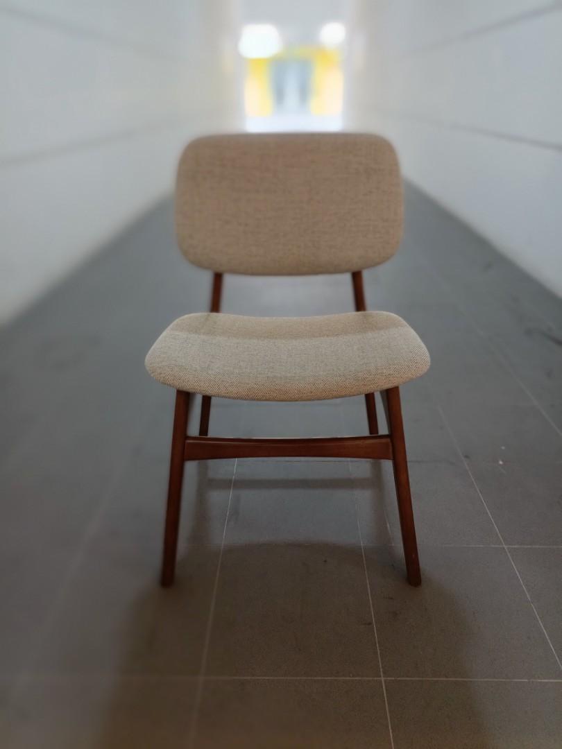 ROFA Solid Wood Chair in WALNUT & Grey Fabric, Furniture & Home Living ...