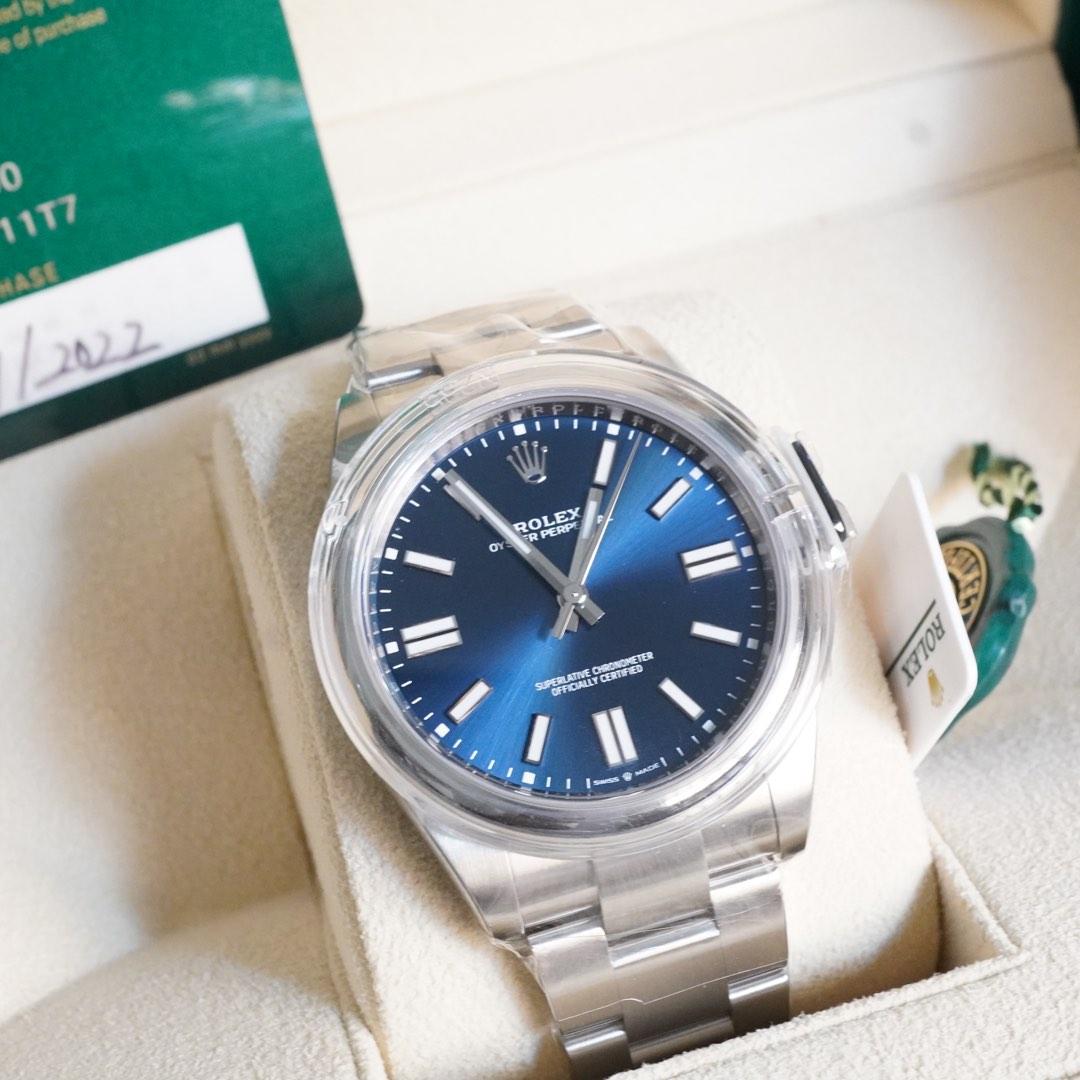 Rolex Oyster Perpetual OP41 Blue, Luxury, Watches on Carousell