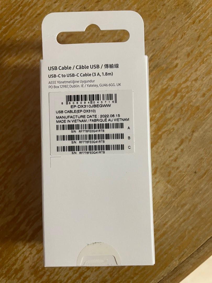 Samsung USB-C to USB-C Cable(3A, 1.8m), 手提電話, 電話及其他裝置配件, 充電器及電線 - Carousell