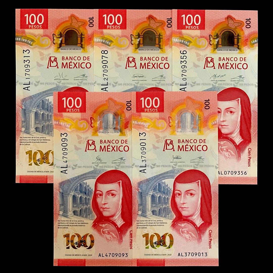 SET 2020 MEXICO 100 PESOS POLYMER P-131 UNC > JUANA INES DE LA CRUZ ...
