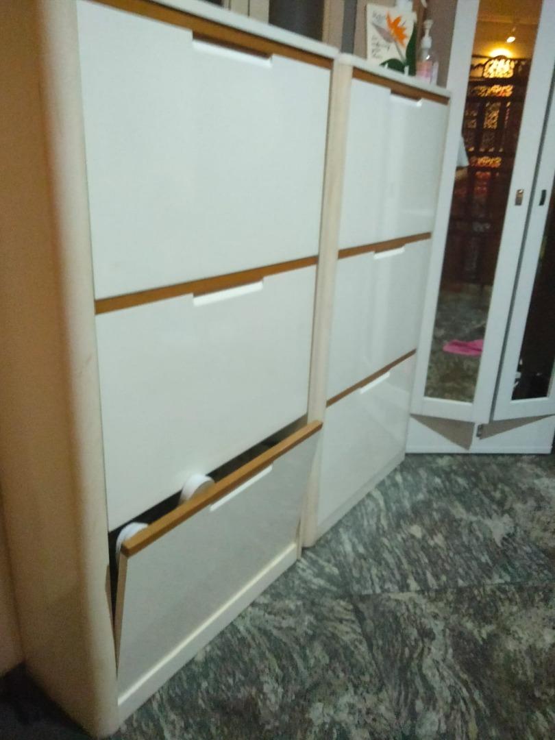 Shoe cabinet 3-tier slanted drawers , Furniture & Home Living ...