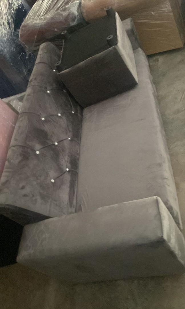 Sofa L shape kain baldu velvet diamond premium quality, Furniture & Home Living, Furniture ...