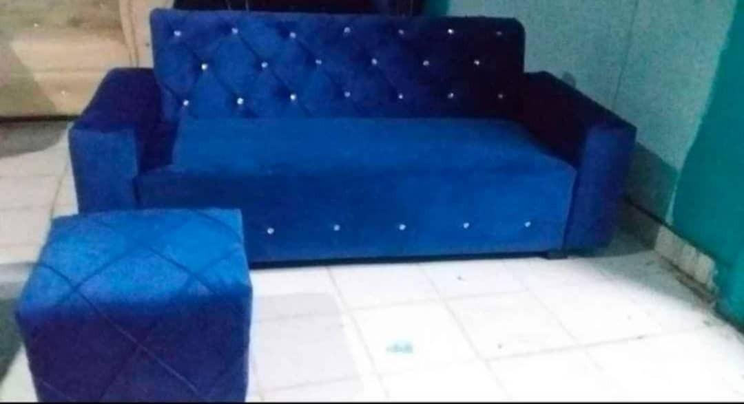 Sofa L shape kain baldu velvet diamond premium quality, Furniture ...