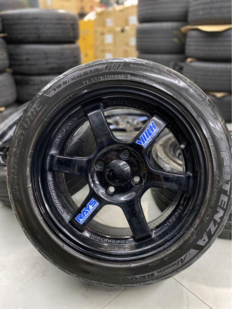 Sport Rim TE37 Gloss Black 15 7jj pcd100, Auto Accessories on Carousell