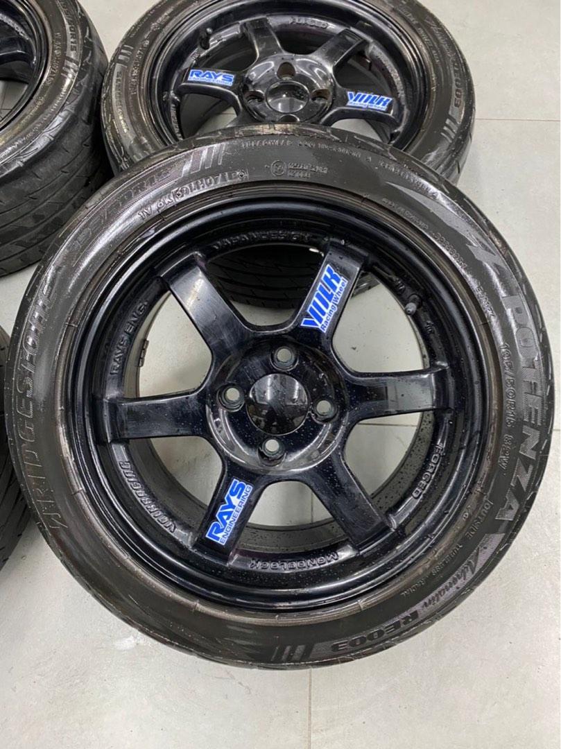 Sport Rim TE37 Gloss Black 15 7jj pcd100, Auto Accessories on Carousell