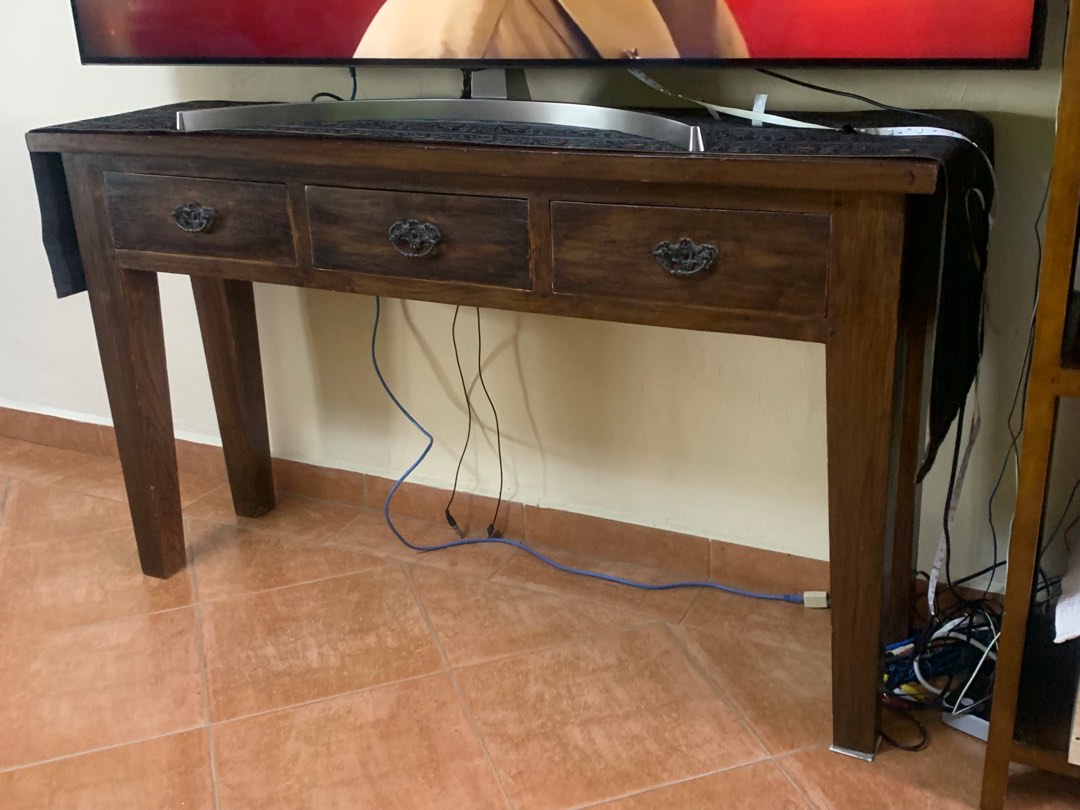 Teakwood long side table, Furniture & Home Living, Furniture, Tables ...