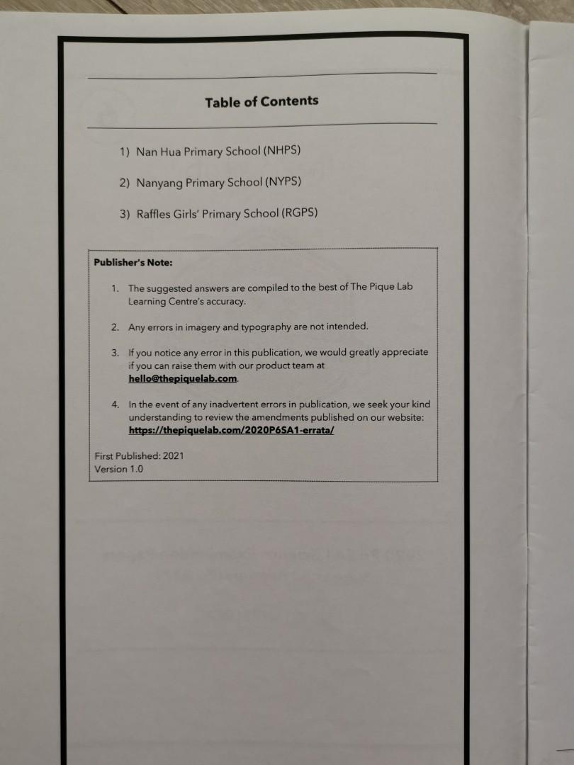 The Pique Lab - 2020 P6 SA1 Science Suggested Answers, Hobbies & Toys ...