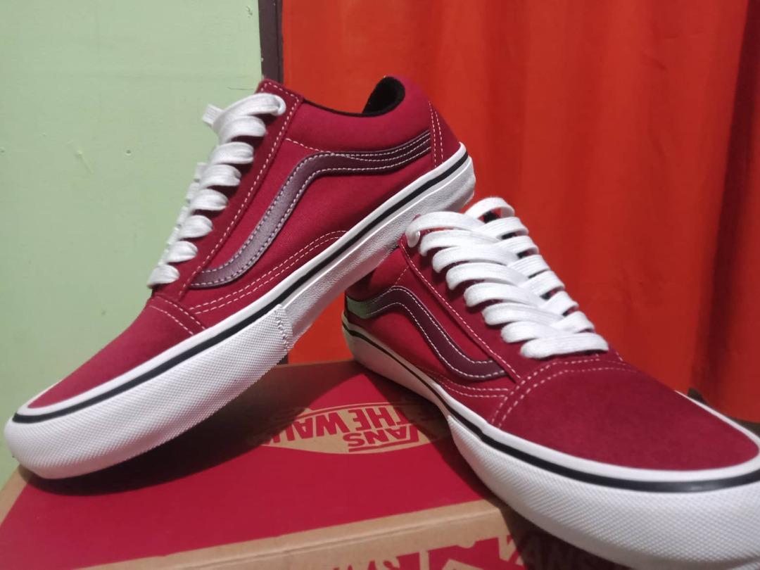 VANS PRO Oldskool (Red), Men's Fashion, Footwear, Sneakers on Carousell