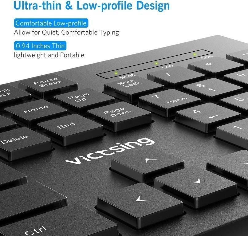 VicTsing Keyboard 4.9ft Cable - Low Profile Wired Keyboard, for Windows ...