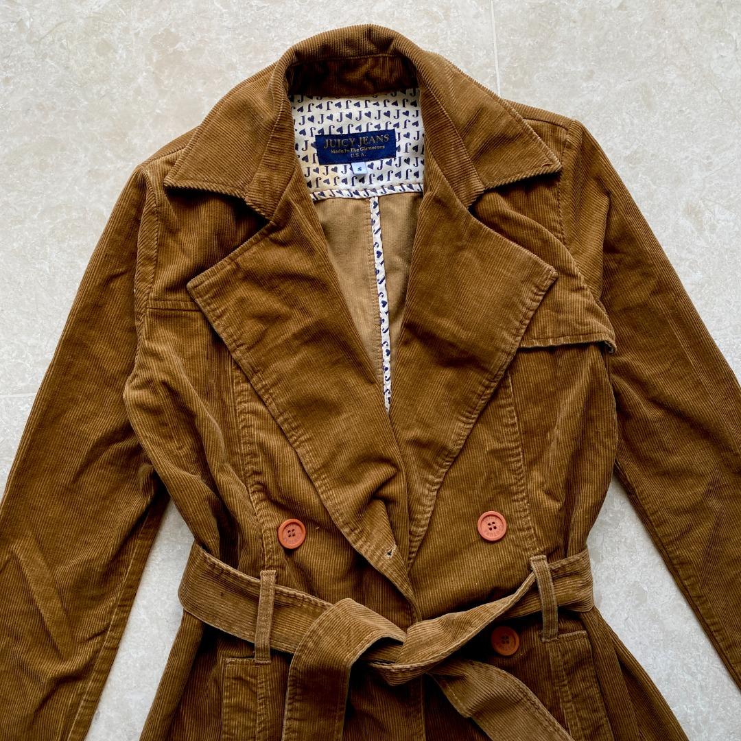 Vintage 80s Juicy Couture Brown Corduroy Trench Coat, Women's Fashion, Coats, Jackets and ...