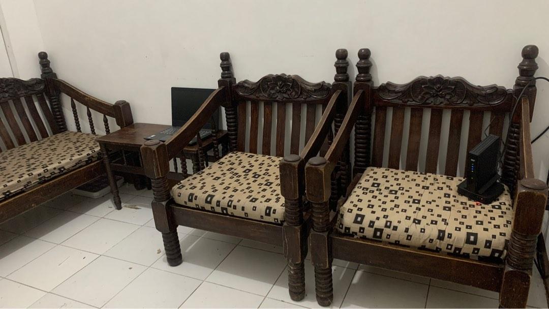 WOOD SALA SET WITH FOAM, Furniture & Home Living, Furniture, Tables ...